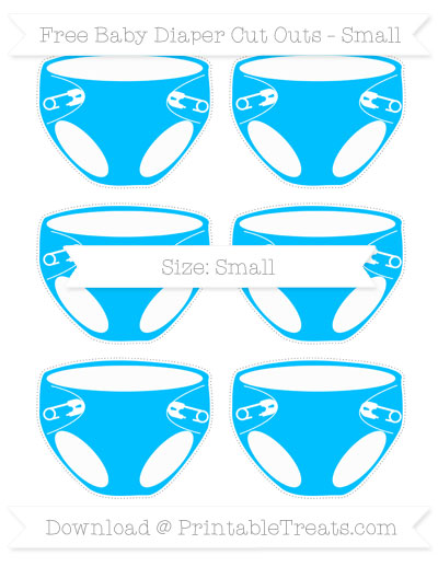 Deep Sky Blue Small Baby Diaper Cut Outs — Printable Treats.com