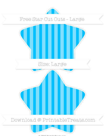 Deep Sky Blue Striped Large Star Cut Outs — Printable Treats.com