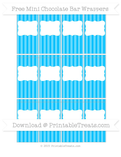 Deep Sky Blue Thin Striped Pattern DIY Mini Chocolate Bar Wrappers ...