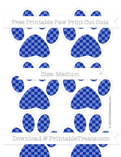 Egyptian Blue Checker Pattern Medium Paw Print Cut Outs — Printable ...