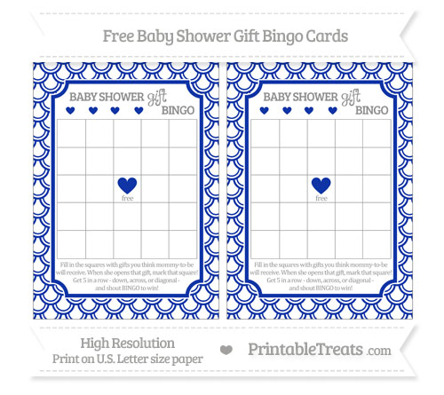 Egyptian Blue Fish Scale Pattern Baby Shower Gift Bingo Cards ...