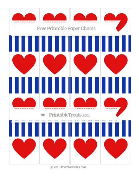 Egyptian Blue Striped Heart Paper Chains — Printable Treats.com