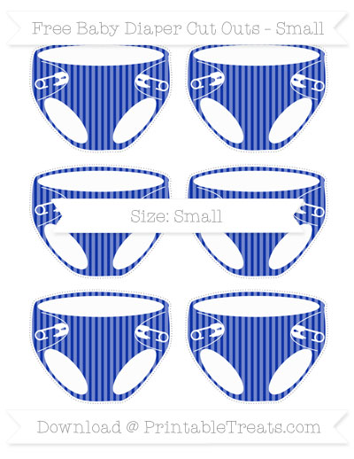 Egyptian Blue Striped Small Baby Diaper Cut Outs — Printable Treats.com