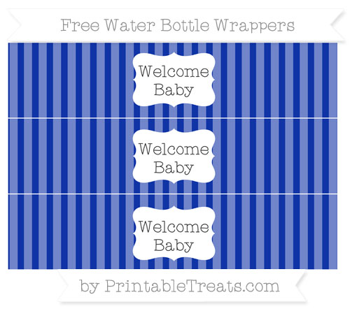 Egyptian Blue Striped Welcome Baby Water Bottle Wrappers — Printable ...