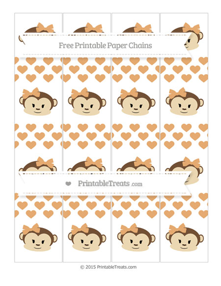 Fawn Heart Pattern Girl Monkey Paper Chains — Printable Treats.com