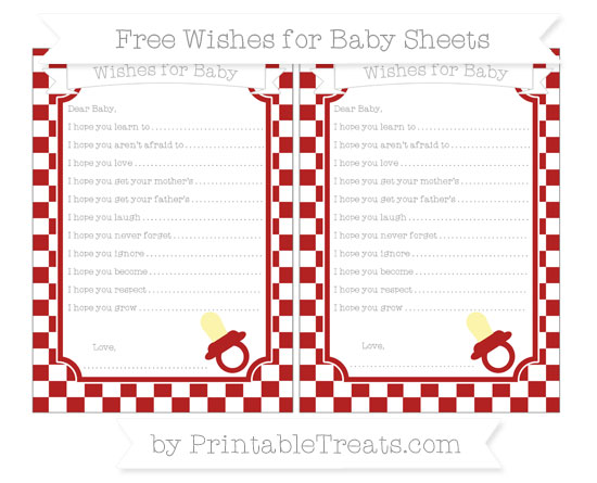 Fire Brick Red Checker Pattern Baby Pacifier Wishes for Baby Sheets ...