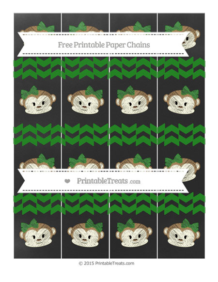 Forest Green Herringbone Pattern Chalk Style Girl Monkey Paper Chains ...