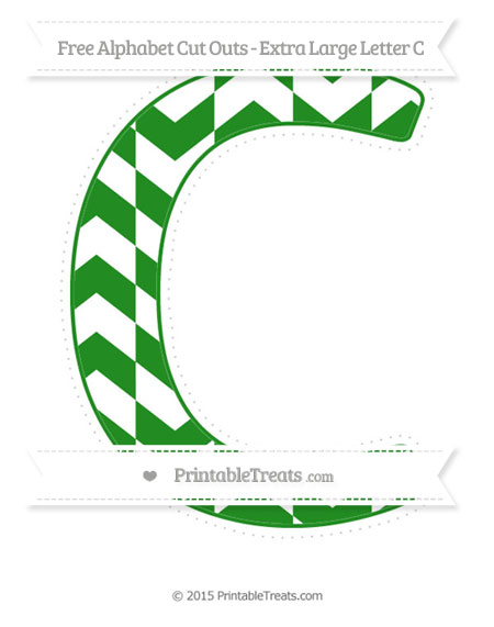 Free Forest Green Herringbone Pattern Extra Large Capital Letter C Cut ...