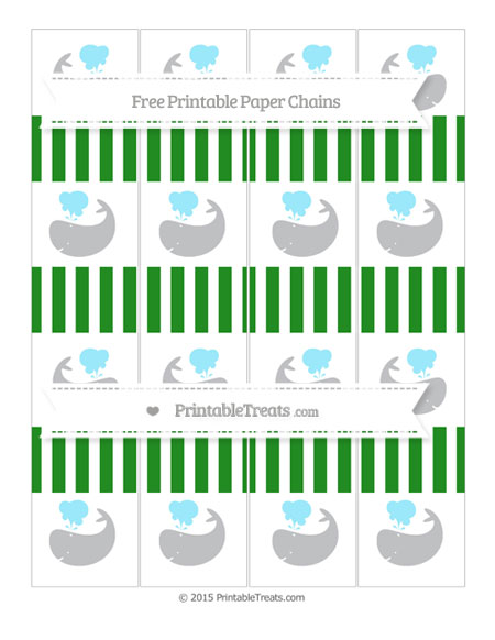 Free Forest Green Striped Whale Paper Chains — Printable Treats.com