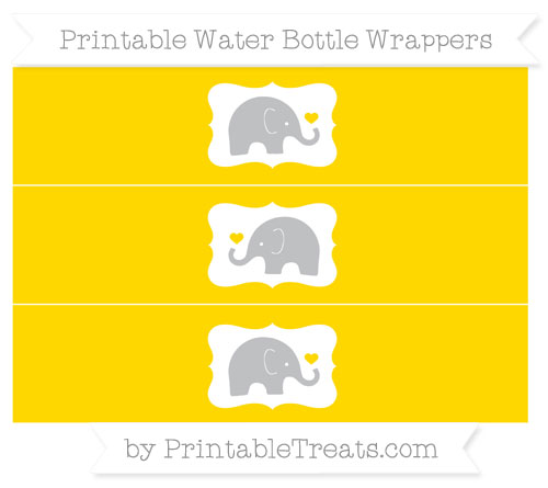 Gold Baby Elephant Water Bottle Wrappers — Printable Treats.com