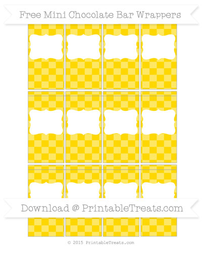Gold Checker Pattern DIY Mini Chocolate Bar Wrappers — Printable Treats.com