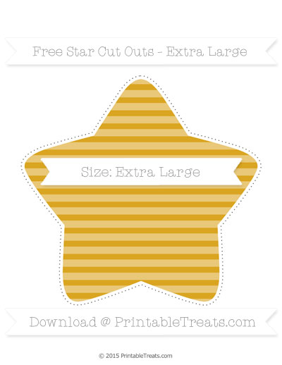 Gold Horizontal Striped Extra Large Star Cut Outs — Printable Treats.com