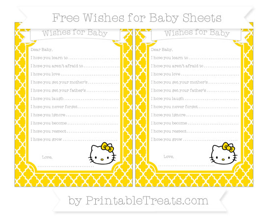 Gold Moroccan Tile Hello Kitty Wishes for Baby Sheets — Printable ...