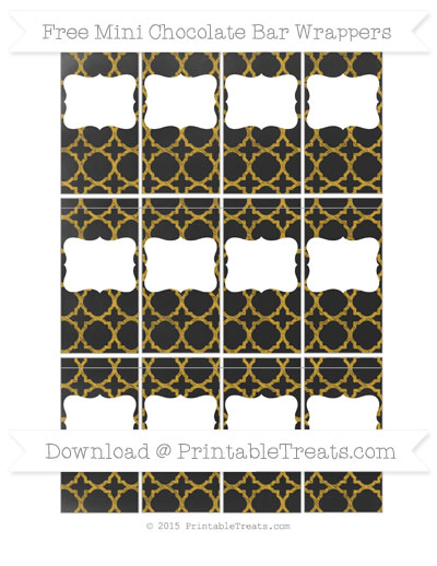 Gold Quatrefoil Pattern Chalk Style DIY Mini Chocolate Bar Wrappers ...