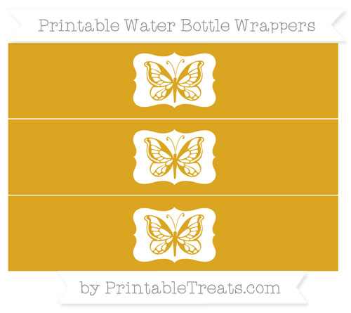 Goldenrod Butterfly Water Bottle Wrappers — Printable Treats.com