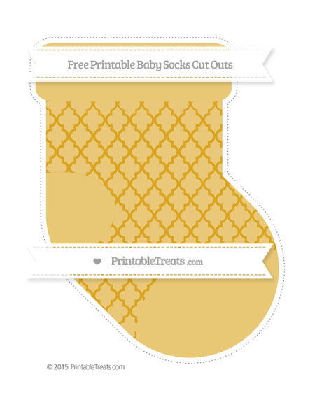 Goldenrod Moroccan Tile Extra Large Baby Socks Cut Outs — Printable ...