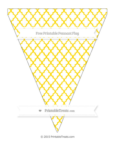 Free Goldenrod Moroccan Tile Simple Pennant Flag — Printable Treats.com