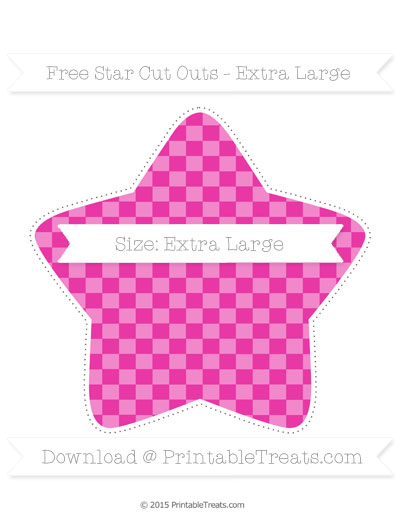 Hot Pink Checker Pattern Extra Large Star Cut Outs — Printable Treats.com
