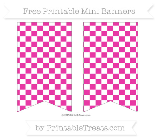 Hot Pink Checker Pattern On White Simple Mini Banners — Printable ...