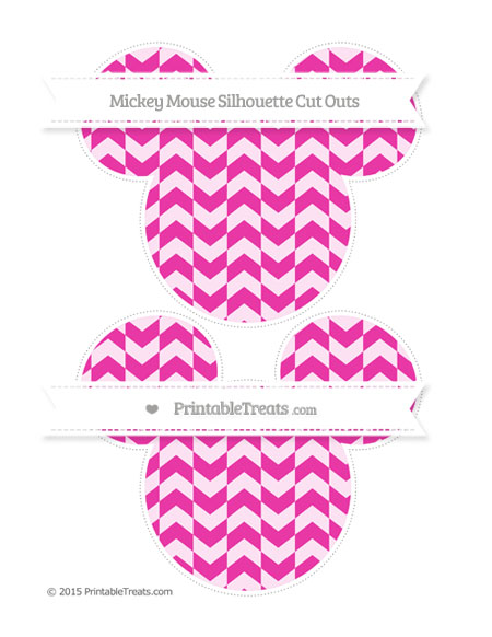 Hot Pink Herringbone Pattern Large Mickey Mouse Silhouette Cut Outs ...