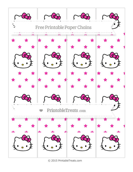 Free Hot Pink Star Pattern Hello Kitty Paper Chains — Printable Treats.com