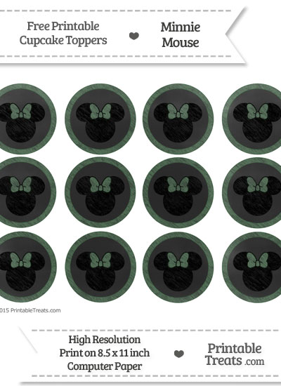 Free Hunter Green Chalk Theme Minnie Mouse Cupcake Toppers — Printable ...