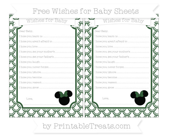 Hunter Green Fish Scale Pattern Minnie Mouse Wishes for Baby Sheets ...