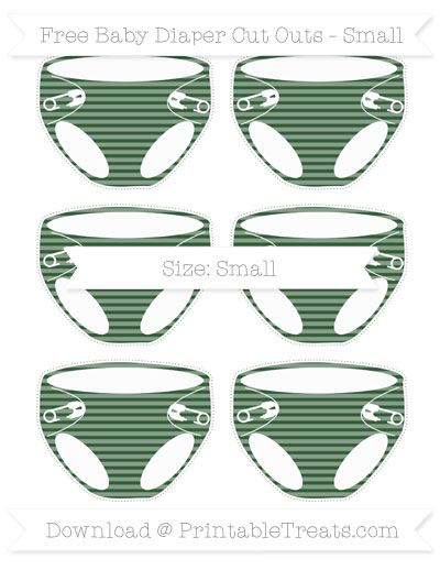 Hunter Green Horizontal Striped Small Baby Diaper Cut Outs — Printable ...