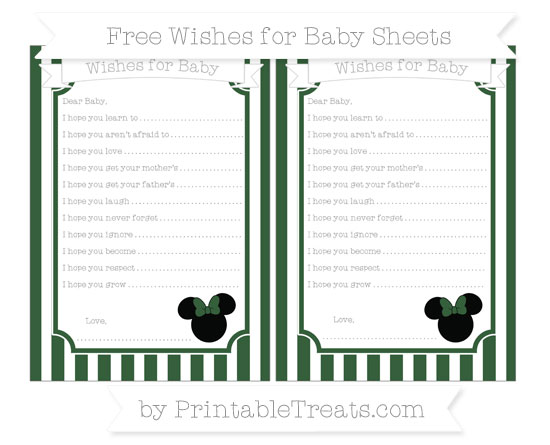 Hunter Green Striped Minnie Mouse Wishes for Baby Sheets — Printable ...