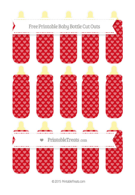Lava Red Heart Pattern Small Baby Bottle Cut Outs — Printable Treats.com