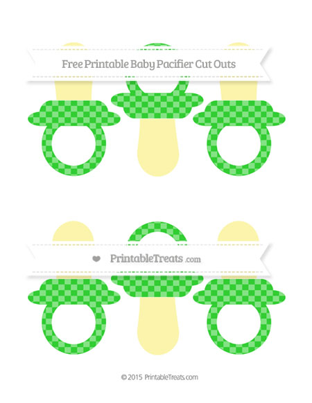 Lime Green Checker Pattern Small Baby Pacifier Cut Outs — Printable ...