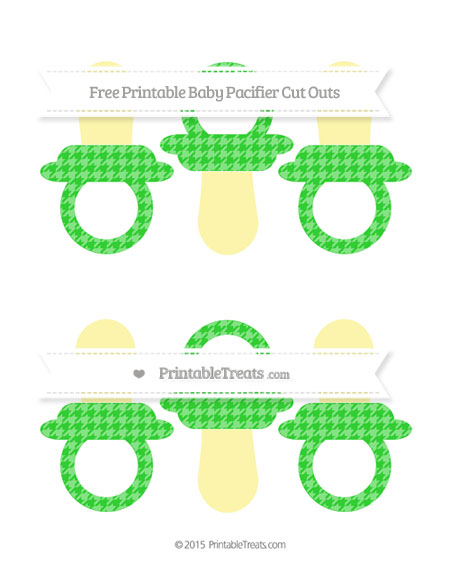 Lime Green Houndstooth Pattern Small Baby Pacifier Cut Outs — Printable ...