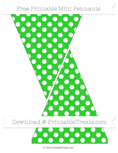 Lime Green Polka Dot On White Simple Mini Pennants — Printable Treats.com