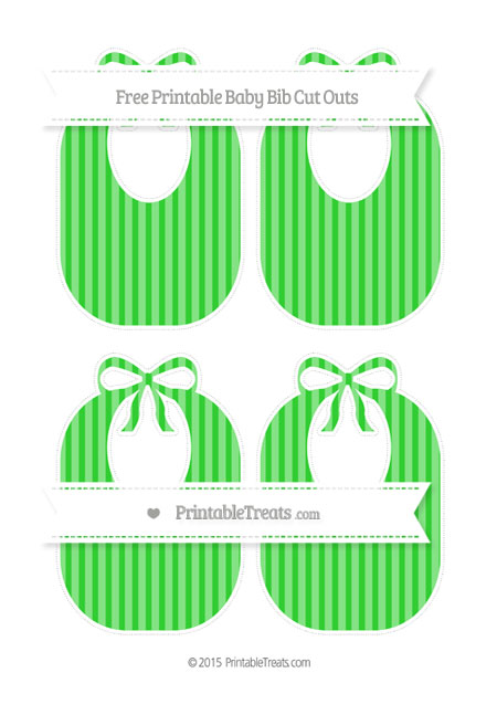 Lime Green Striped Medium Baby Bib Cut Outs — Printable Treats.com