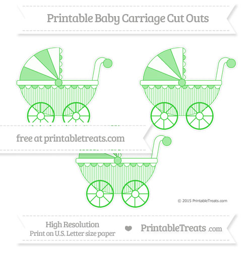 Lime Green Thin Striped Pattern Medium Baby Carriage Cut Outs ...