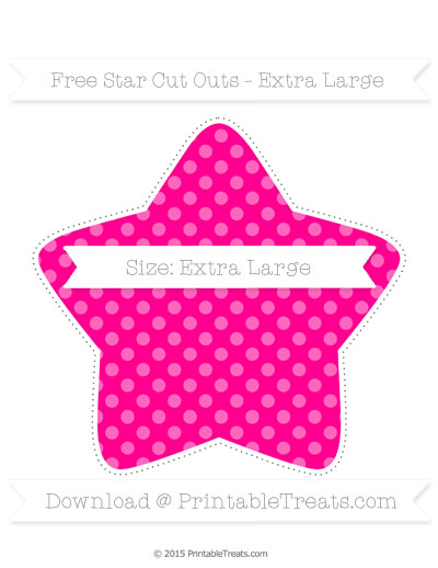 Magenta Dotted Pattern Extra Large Star Cut Outs — Printable Treats.com