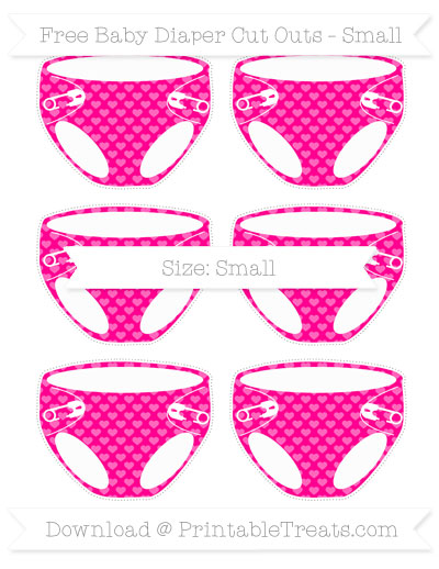 Magenta Heart Pattern Small Baby Diaper Cut Outs — Printable Treats.com