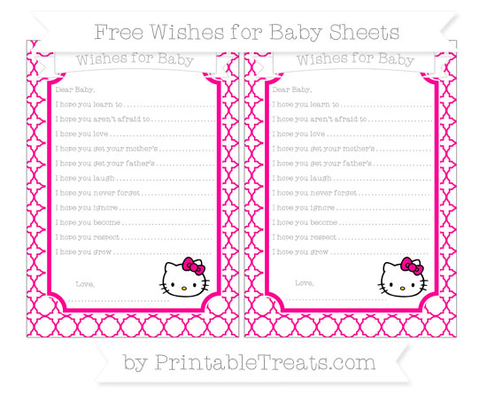 Magenta Quatrefoil Pattern Hello Kitty Wishes for Baby Sheets ...