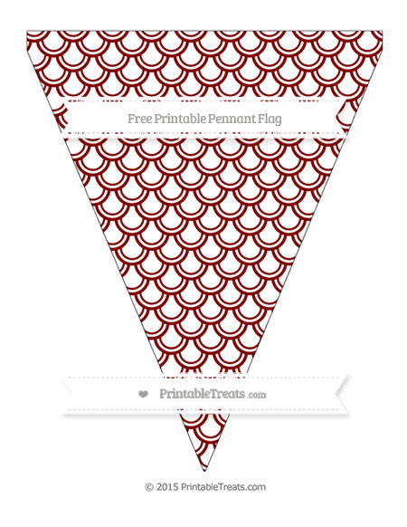 Free Maroon Fish Scale Pattern Simple Pennant Flag — Printable Treats.com