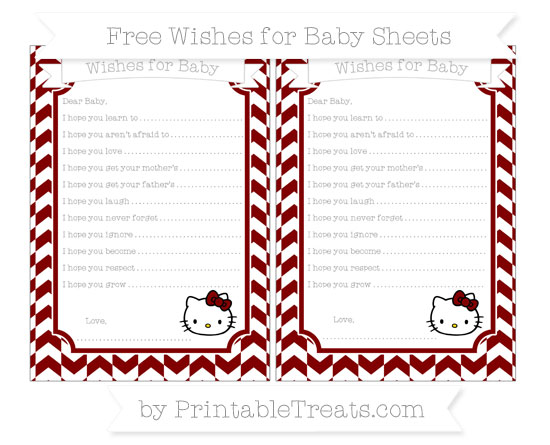 Maroon Herringbone Pattern Hello Kitty Wishes for Baby Sheets ...