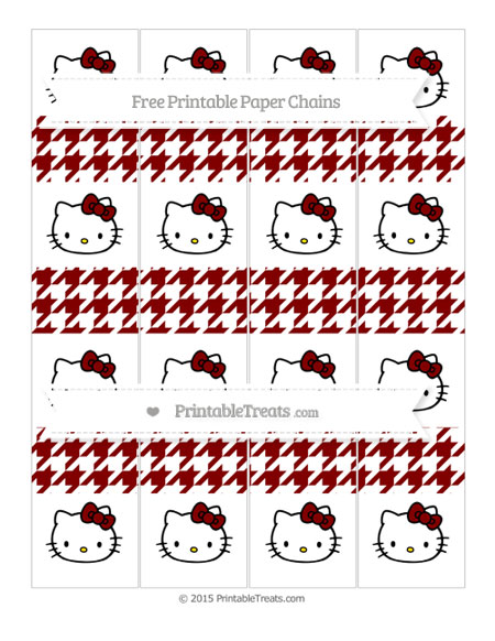 Free Maroon Houndstooth Pattern Hello Kitty Paper Chains — Printable ...