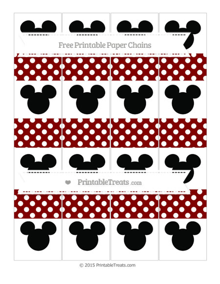 Free Maroon Polka Dot Mickey Mouse Paper Chains — Printable Treats.com