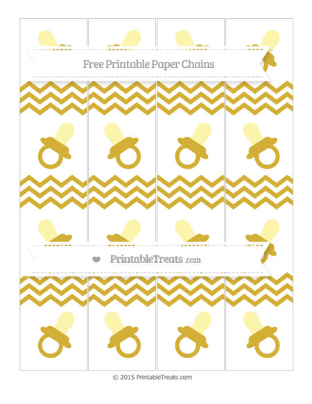Metallic Gold Chevron Baby Pacifier Paper Chains — Printable Treats.com