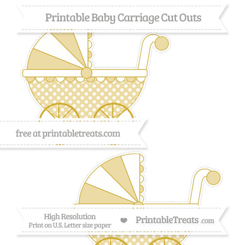 Metallic Gold Dotted Pattern Large Baby Carriage Cut Outs — Printable ...