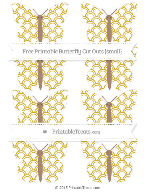 Free Metallic Gold Fish Scale Pattern Small Butterfly Cut Outs ...