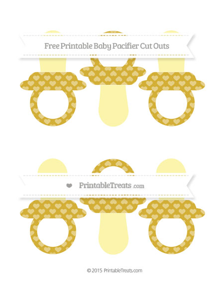 Metallic Gold Heart Pattern Small Baby Pacifier Cut Outs — Printable ...