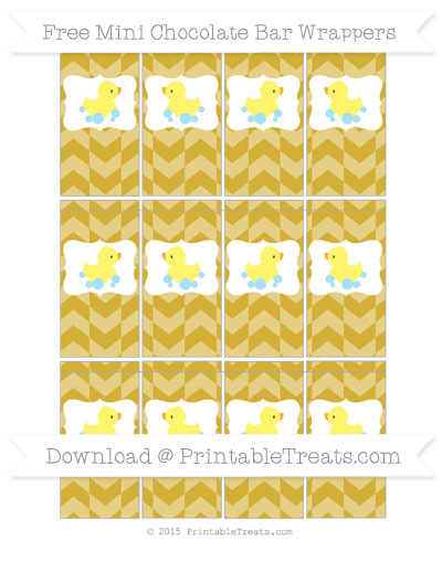 Metallic Gold Herringbone Pattern Baby Duck Mini Chocolate Bar Wrappers ...
