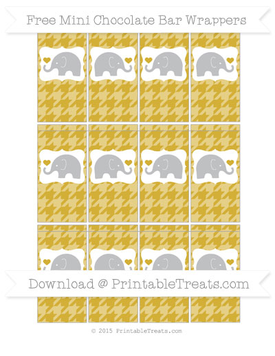 Metallic Gold Houndstooth Pattern Elephant Mini Chocolate Bar Wrappers ...