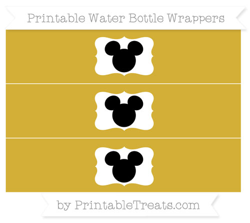 Free Metallic Gold Mickey Mouse Water Bottle Wrappers — Printable ...