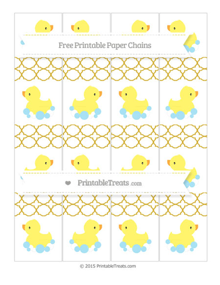 Metallic Gold Quatrefoil Pattern Baby Duck Paper Chains — Printable ...